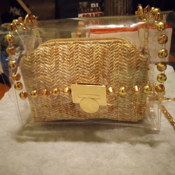 /botique | Bags | Clear Crossbody Bag With Straw Pouch | Poshmark
